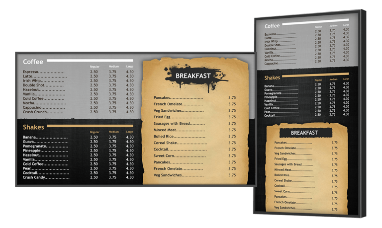 Digital menu boards for coffee shops - Award-winning CMS