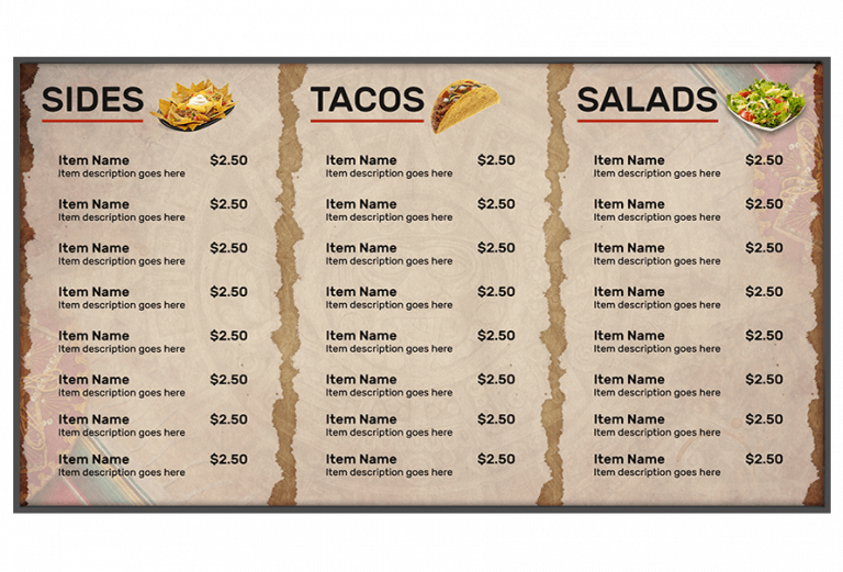 Digital Menu Board Templates
