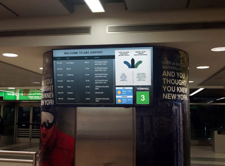 Digital signage for airports